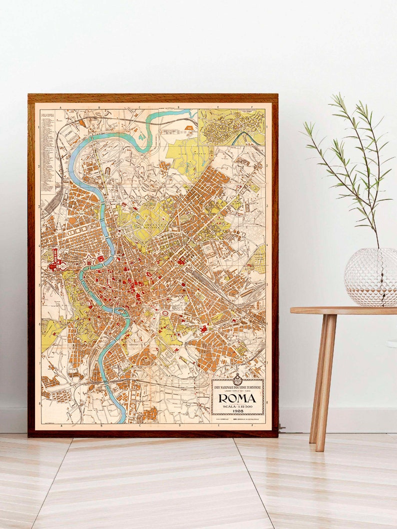 Rome Italy Map Print Vintage Rome Art Print Rome Italy Roma - Etsy