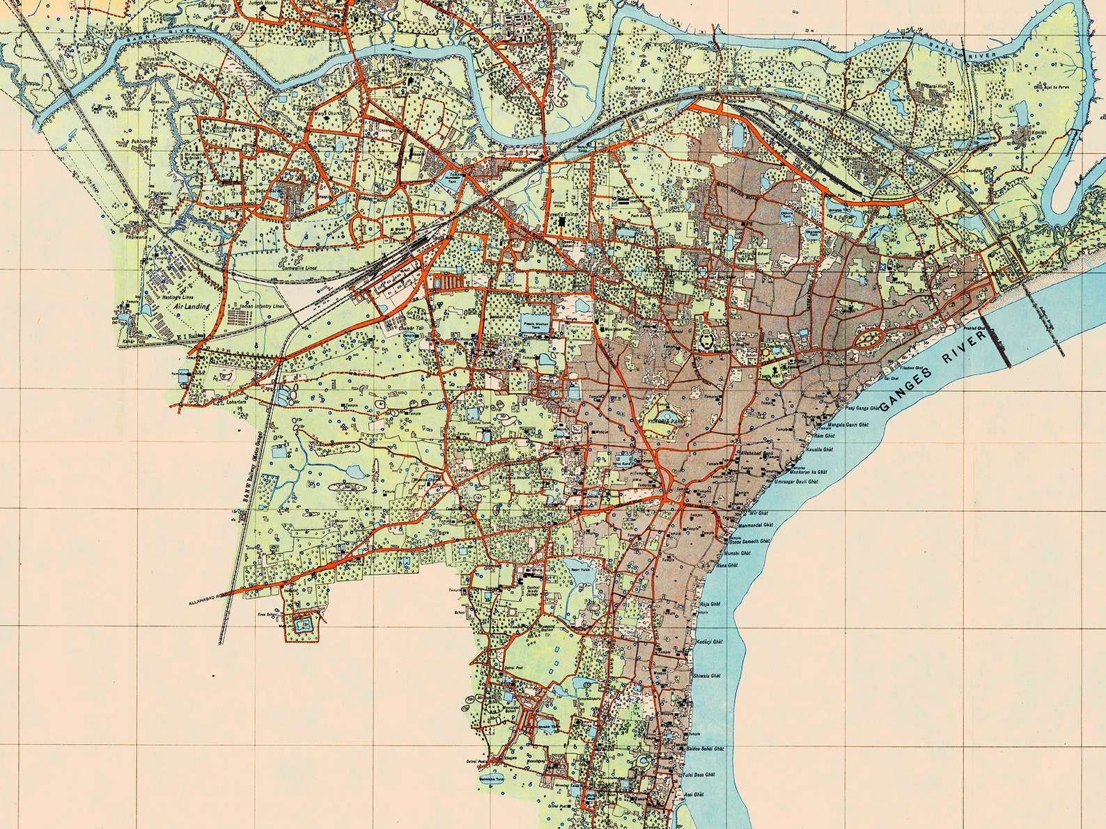 Vintage map of Varanasi old Varanasi map Varanasi wall map | Etsy