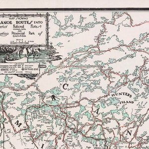 Vintage Canoe Route Map | Superior National Forest & Quetico Provincial ...