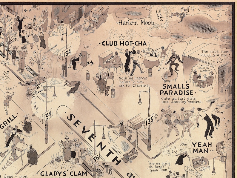 The Famous Night Club Map of Harlem African Americana Wall - Etsy