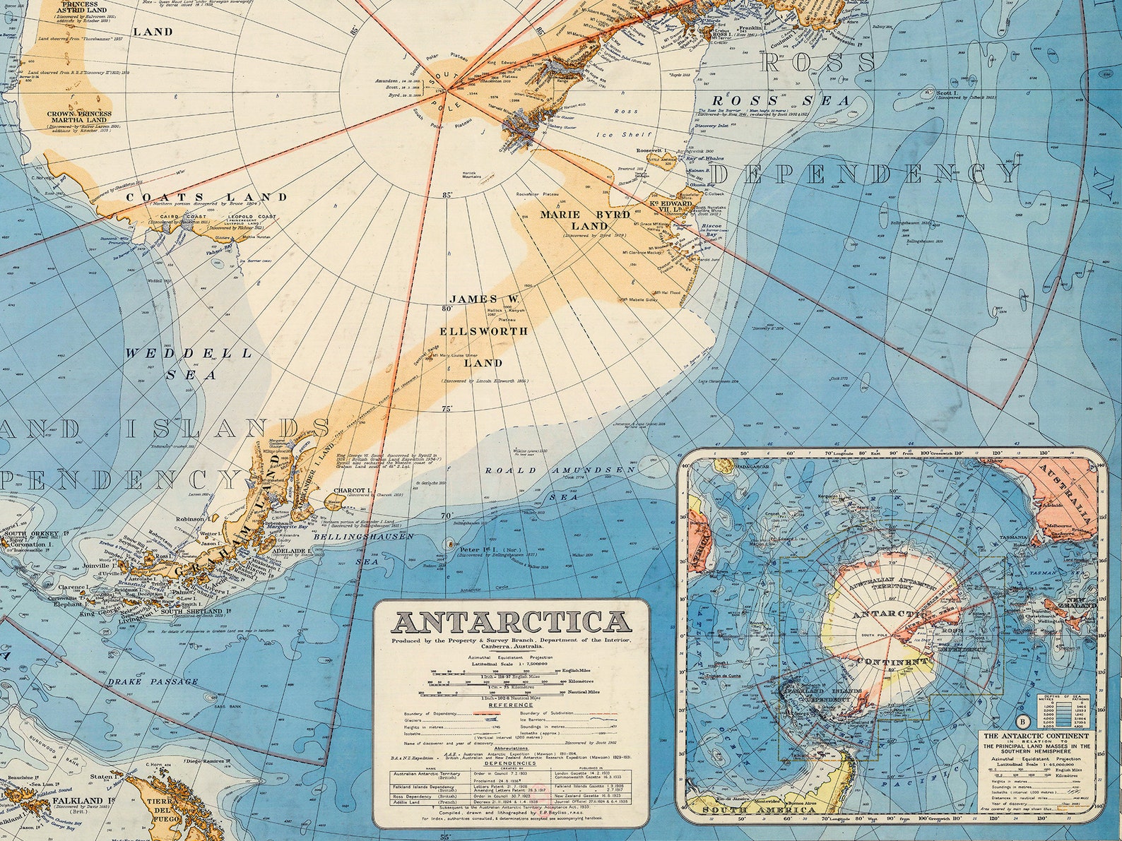 Vintage Map of Antarctica Old Antarctica Map Antarctica Wall | Etsy