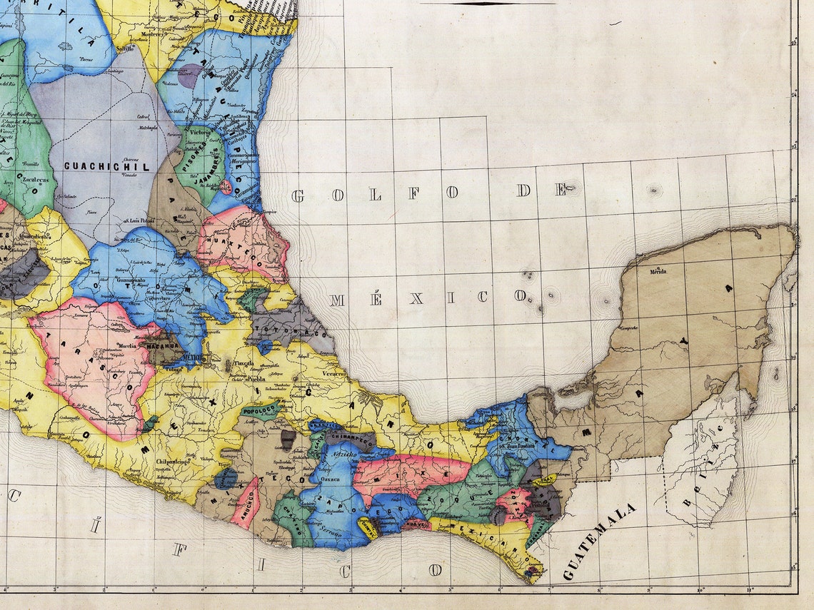 Ethnographic Map of Mexico Tribes of Mexico Ethnology Map - Etsy