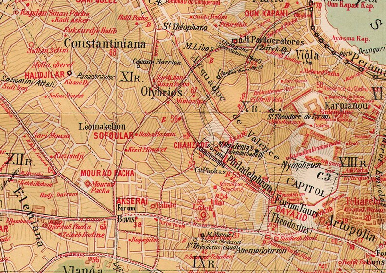 Old Istanbul Map Print Historical Istanbul Print Istanbul | Etsy