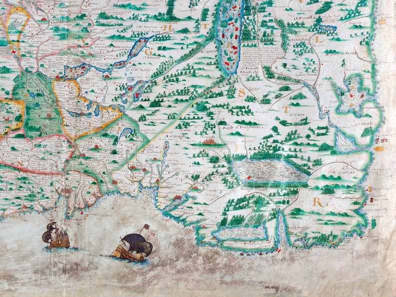 Medieval Map of Ireland Antique Ireland Map Names of the - Etsy