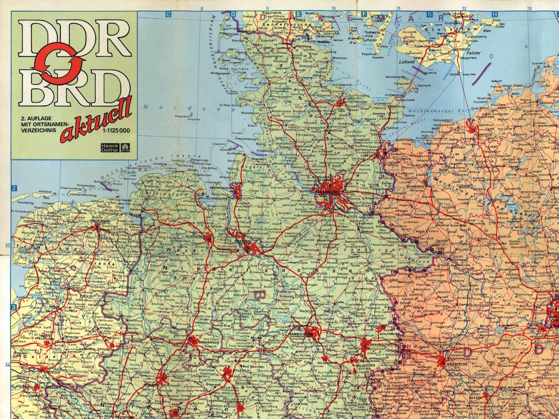 Map of East Germany and West Germany 1989 GDR & FRG Border - Etsy