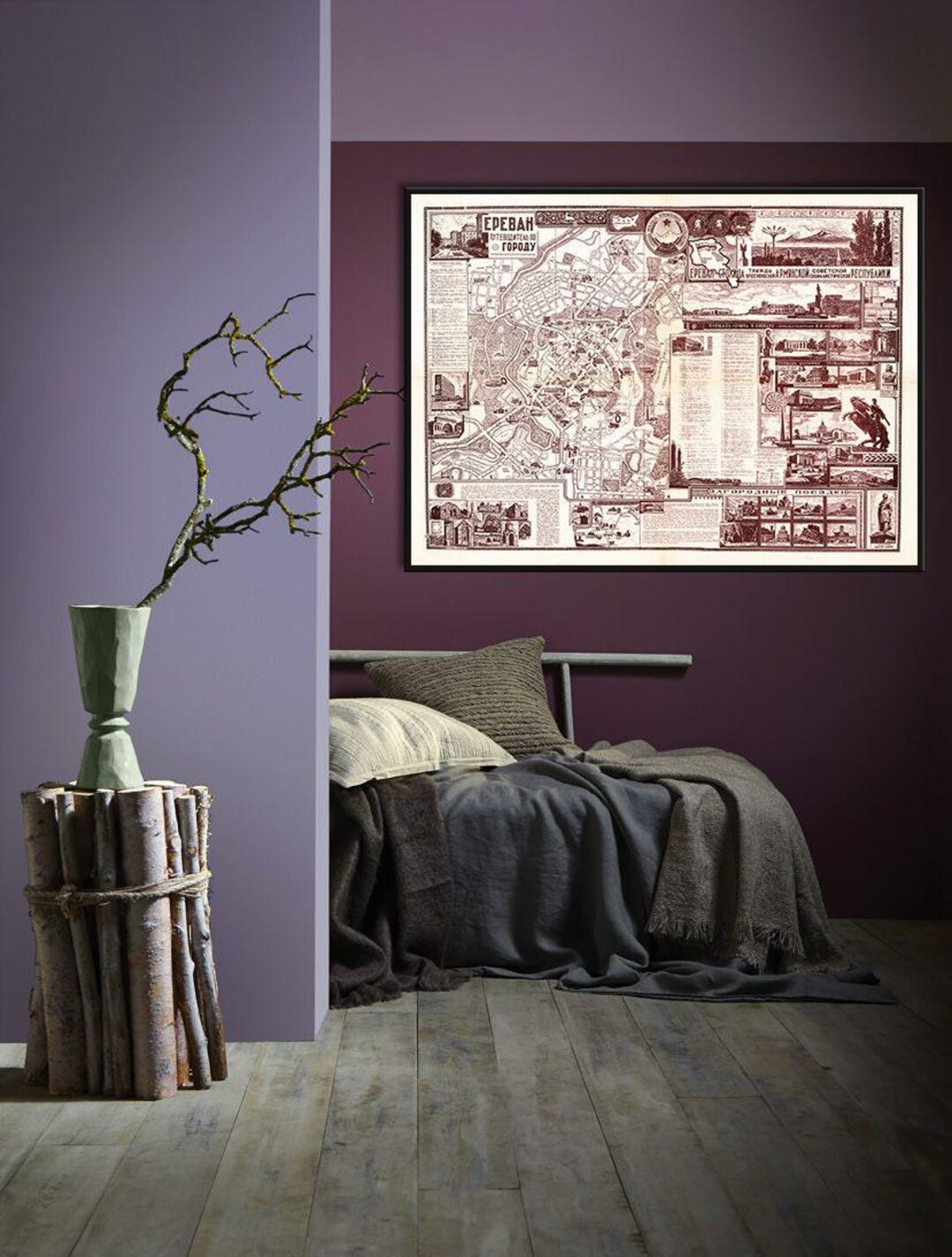 Vintage Yerevan Map Print: Armenian Capital City Guide Wall Art - Etsy