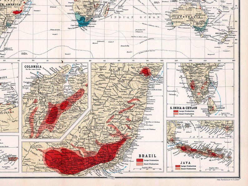 Vintage Coffee Map of the World Coffee Poster Map Coffee - Etsy