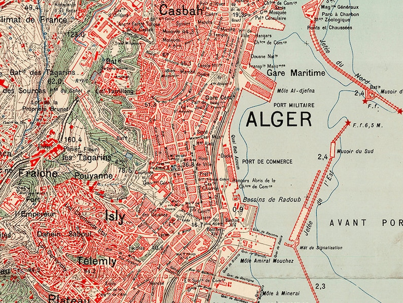 Old Algiers Map Vintage Map of Algiers Algiers Wall Map - Etsy