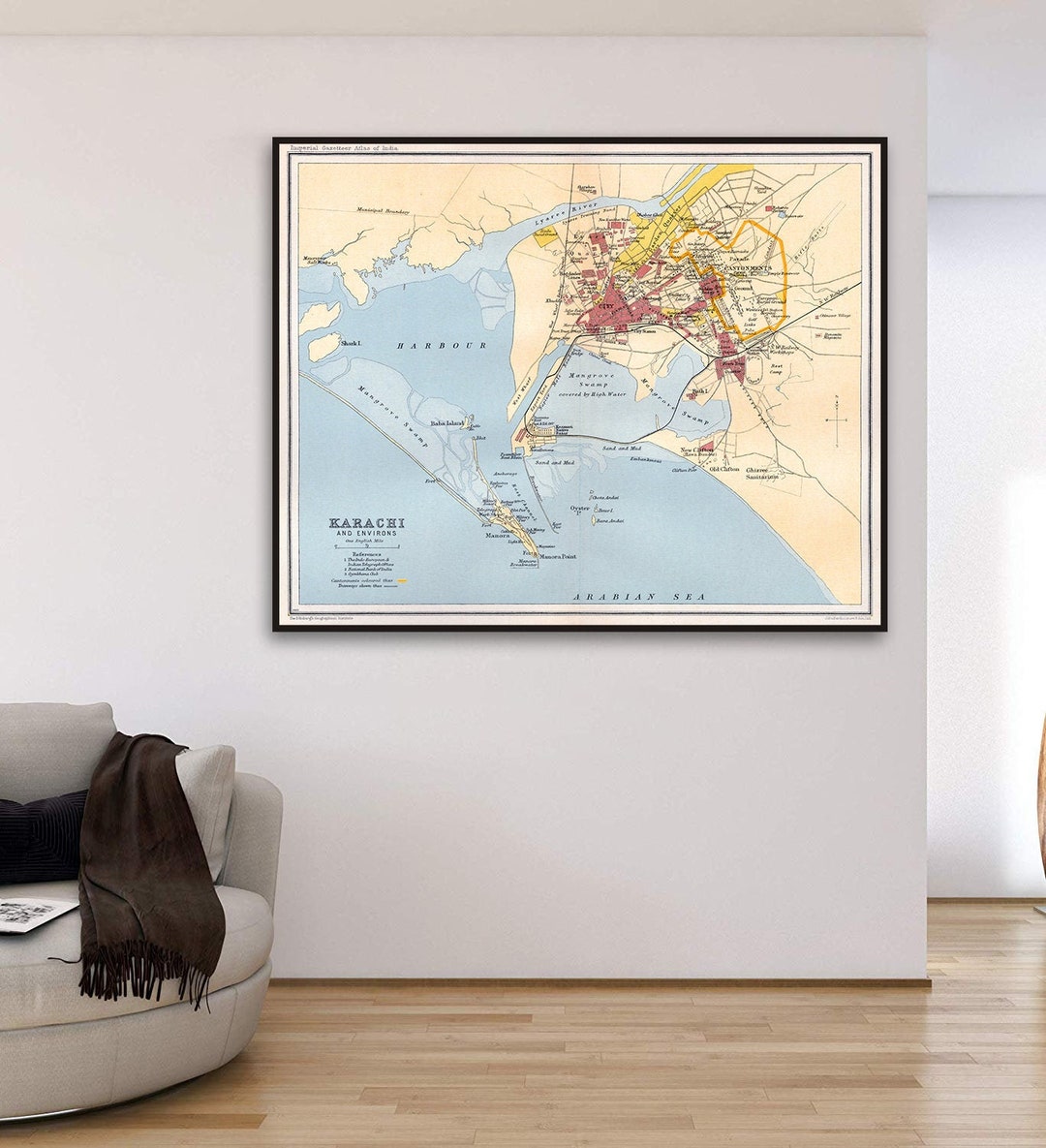 Vintage Karachi Map Print: 1931 Antique Pakistan Wall Art - Etsy