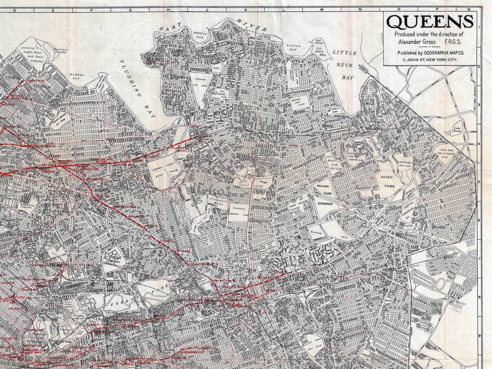 Vintage Map of Queens New York Detailed Large Topographical - Etsy