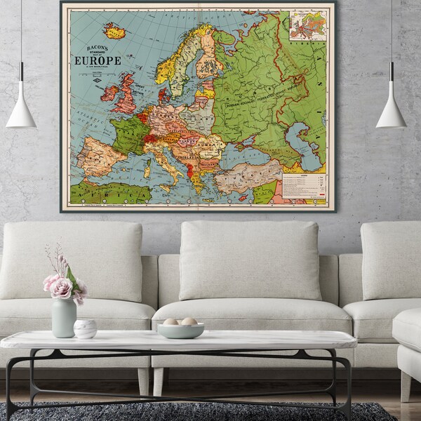Large European Wall Map - Etsy