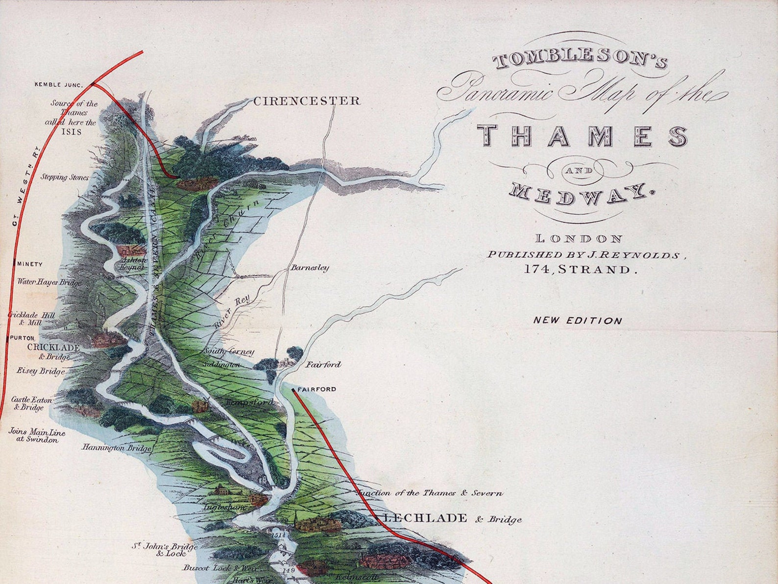 Thames River Map Art Vintage Map of Thames River Old Thames - Etsy
