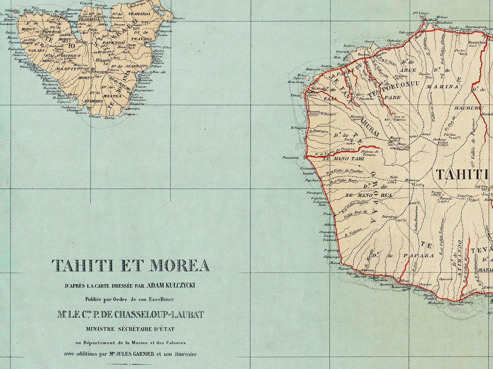 Vintage Tahiti & Moorea Map Print: French Polynesia Wall Art - Etsy