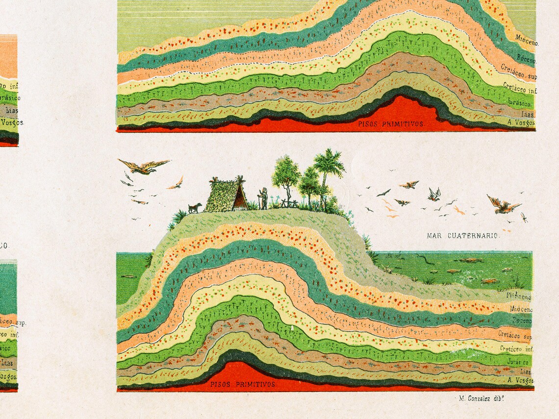 Antique Geology Illustration Geology Art Geology Wall Art - Etsy