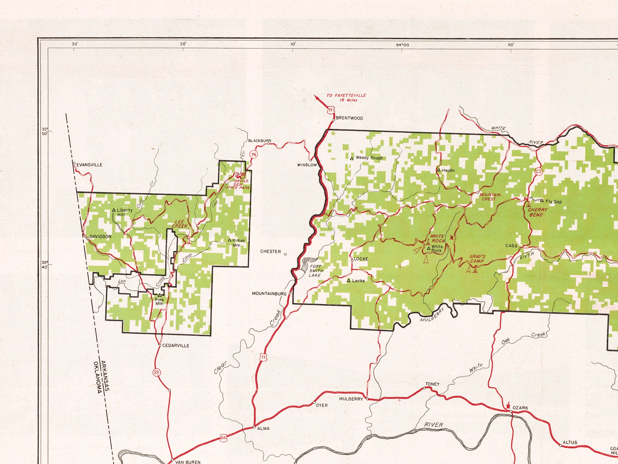 Vintage Map of Ozark National Forest Arkansas the Ozarks - Etsy