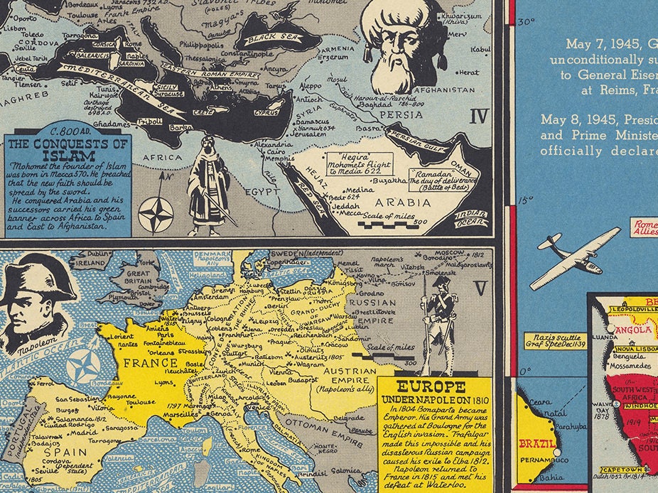 World War 2 events dated events map of world conquests Axis | Etsy