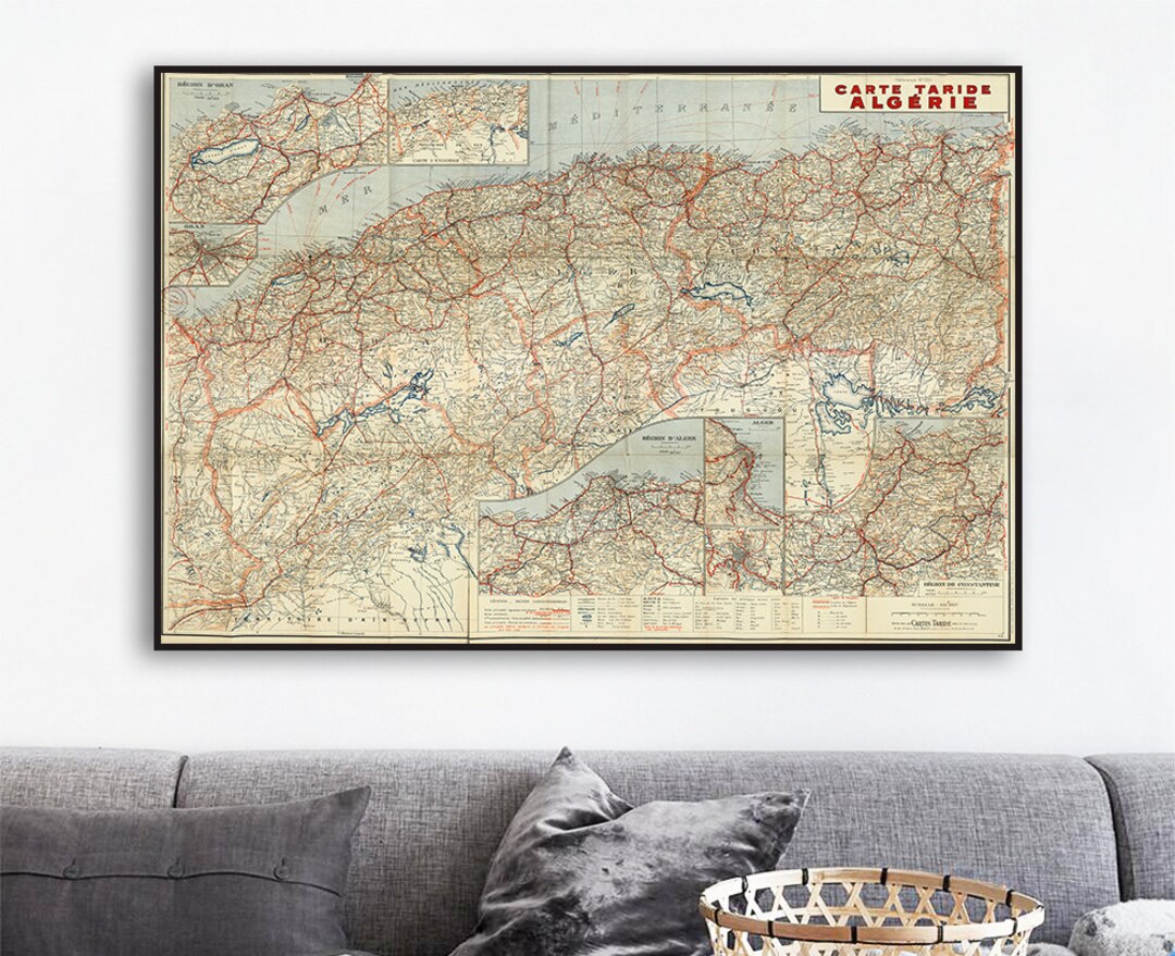 Vintage Map of Algeria, Old Algeria Print, Algeria Poster Map, Algeria ...