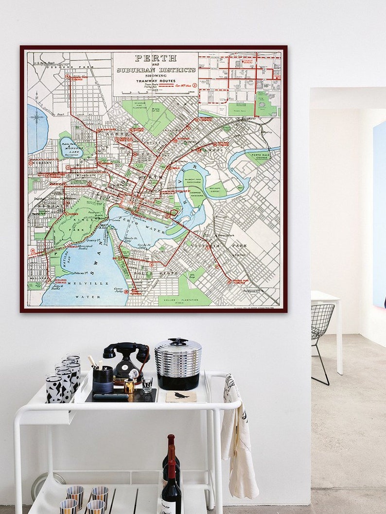 Vintage Map of Perth Australia Old Perth Map Australian - Etsy Australia