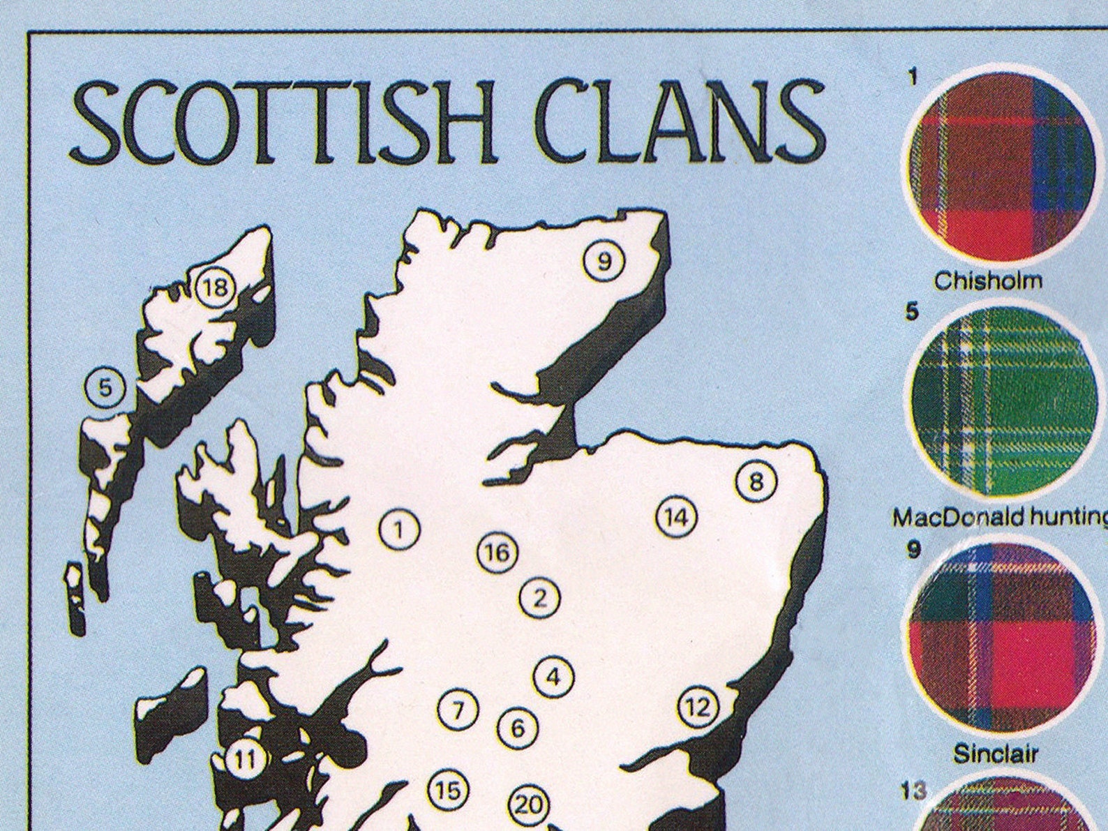 Vintage Map of Scottish Clan Tartans Scottish Family Tartan - Etsy