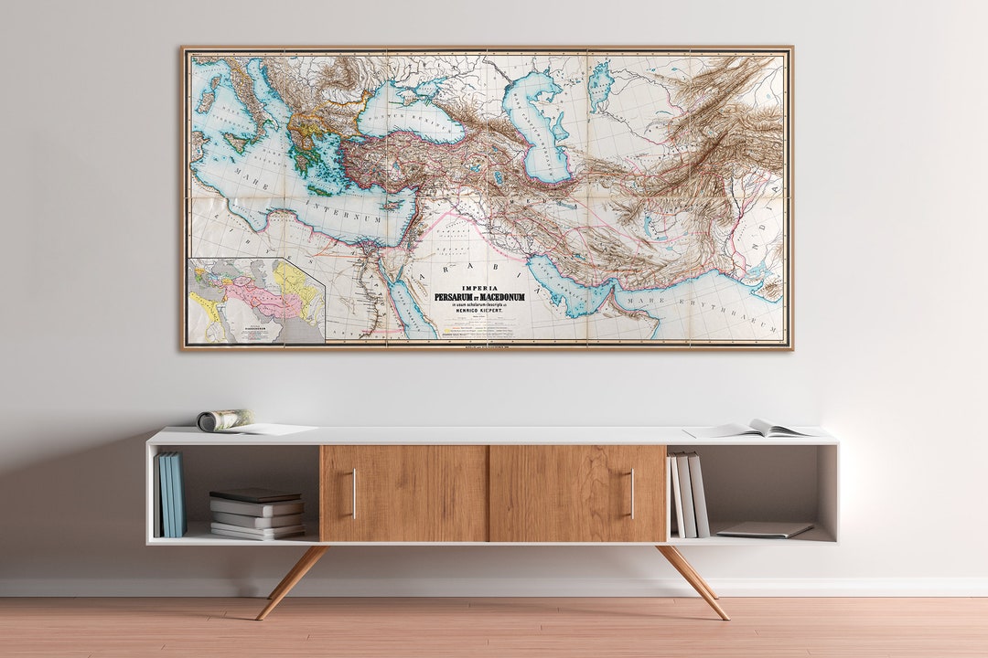 Ancient wall map of the empires of the Persians and of the Macedonians ...
