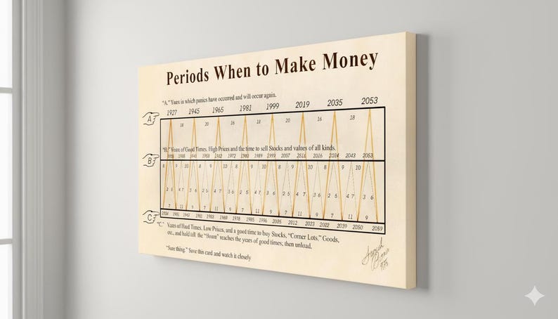 Vintage Financial Forecasting Print | 1875 Benner Cycle Chart | Stock ...