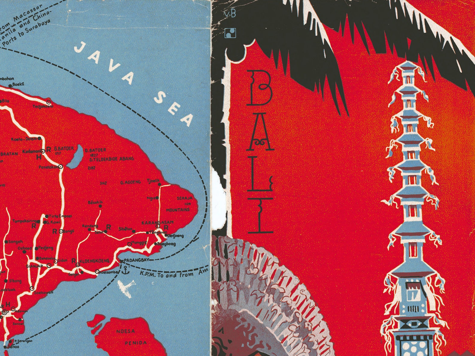 Vintage Map of Bali Old Bali Map Bali Wall Map Tourist Map | Etsy