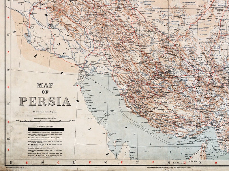 Vintage Map of Iran Iran Wall Art Old Iran Print Iranian - Etsy