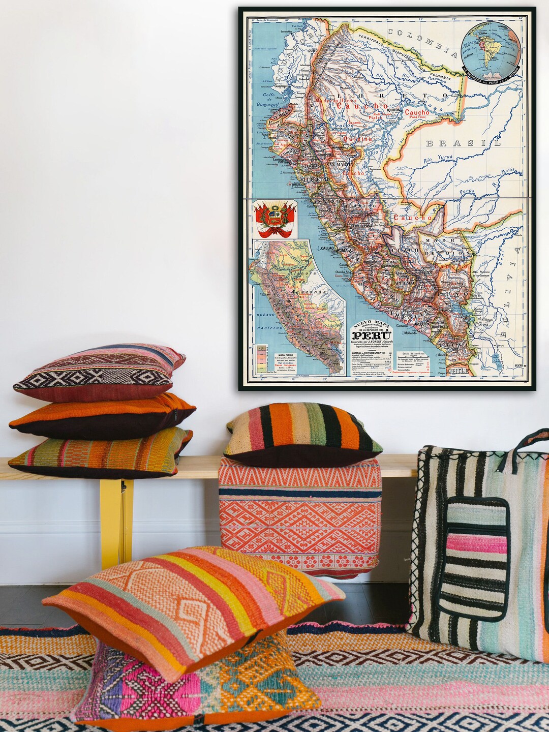 Vintage Map of Peru, Old Peru Print, Large Peruvian Home Decor, Peru ...