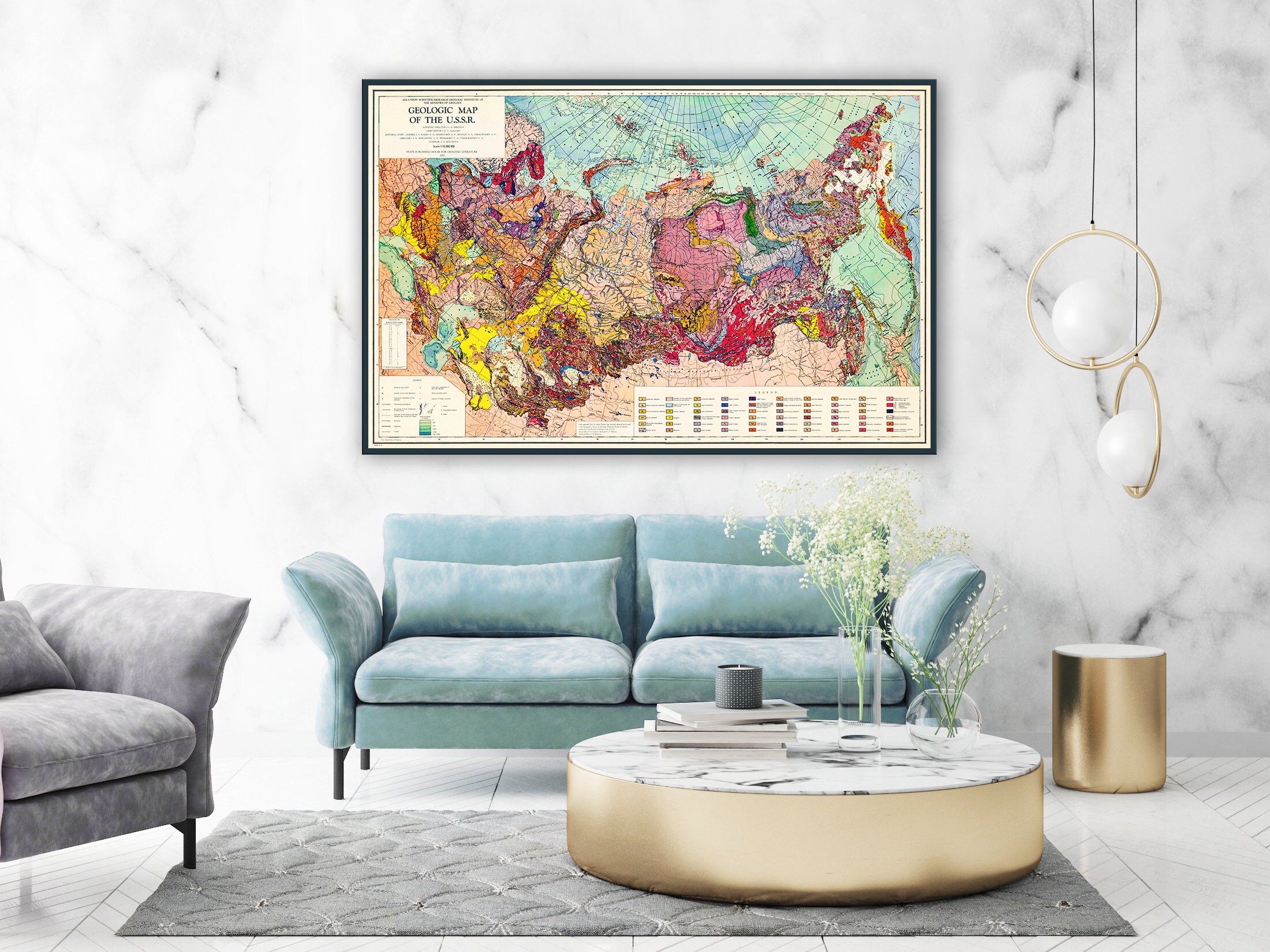 Soviet Russia Map Geologic Map of the Union of Soviet | Etsy