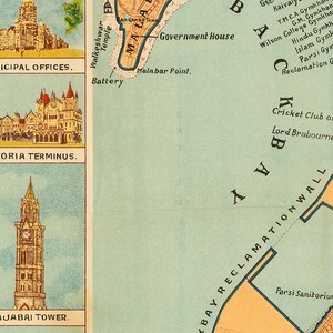 Old Mumbai Map, Vintage Mumbai Print, Mumbai Map Poster, Mumbai Wall ...