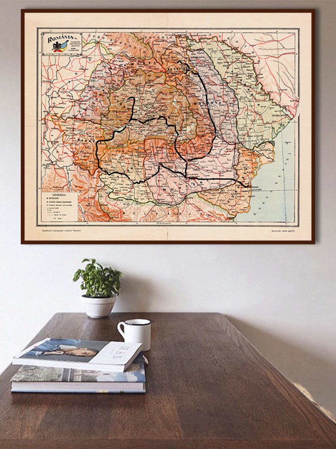 Vintage Map of Romania Old Romania Map Romanian Gifts Large | Etsy
