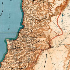 Vintage Map of Lebanon, Large Old Lebanon Wall Map, Lebanon Decor ...