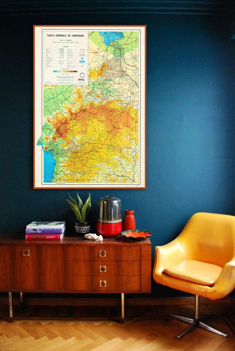 Vintage Map of Cameroon Old Cameroon Map Cameroon Home - Etsy