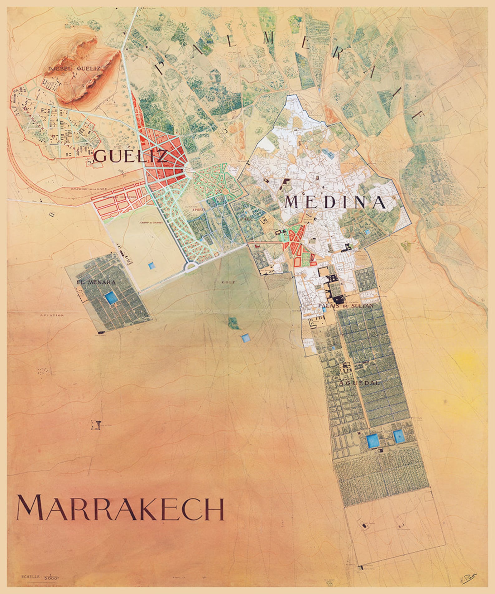 Marrakesh Map Art Old Marrakesh Map Marrakesh Wall Art - Etsy