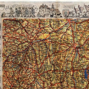 Bavaria Germany Map, Vintage Map of Bavaria With Images of Most ...