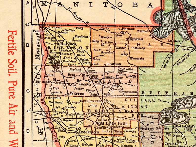 Vintage Map of Minnesota Old Minnesota Map Print Minnesota | Etsy