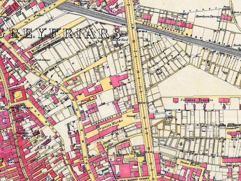 Vintage Map of Aberdeen Old Aberdeen Map Aberdeen Print | Etsy