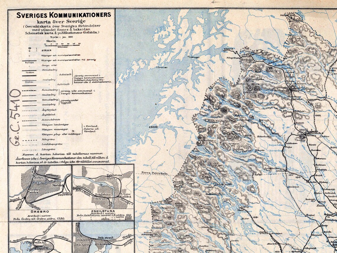 Vintage Map of Sweden Old Sweden Print Large Sweden Wall - Etsy