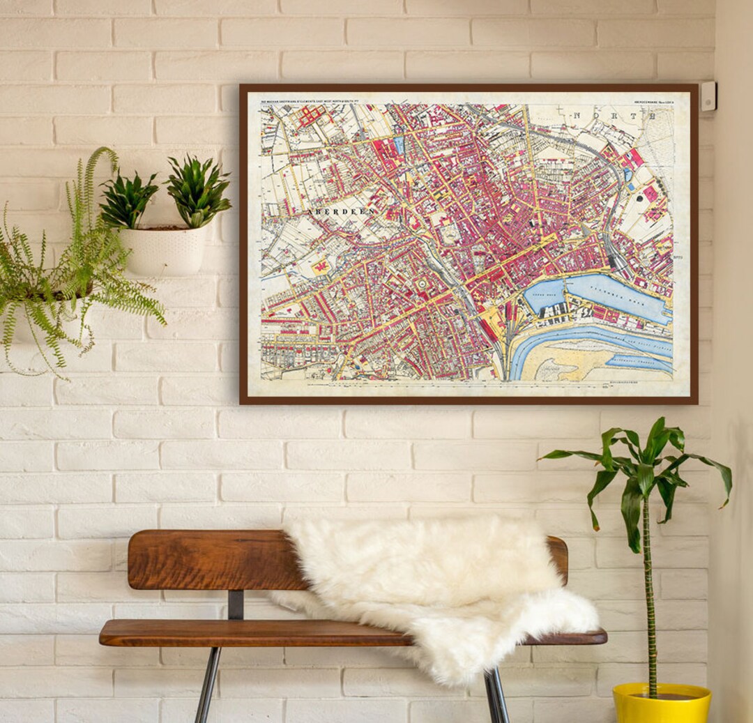 Vintage Map of Aberdeen, Old Aberdeen Map, Aberdeen Print, Aberdeen ...