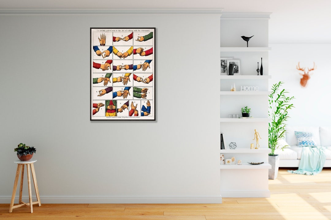Sign Language Alphabet, Vintage Sign Language Poster, Fingerspelling ...
