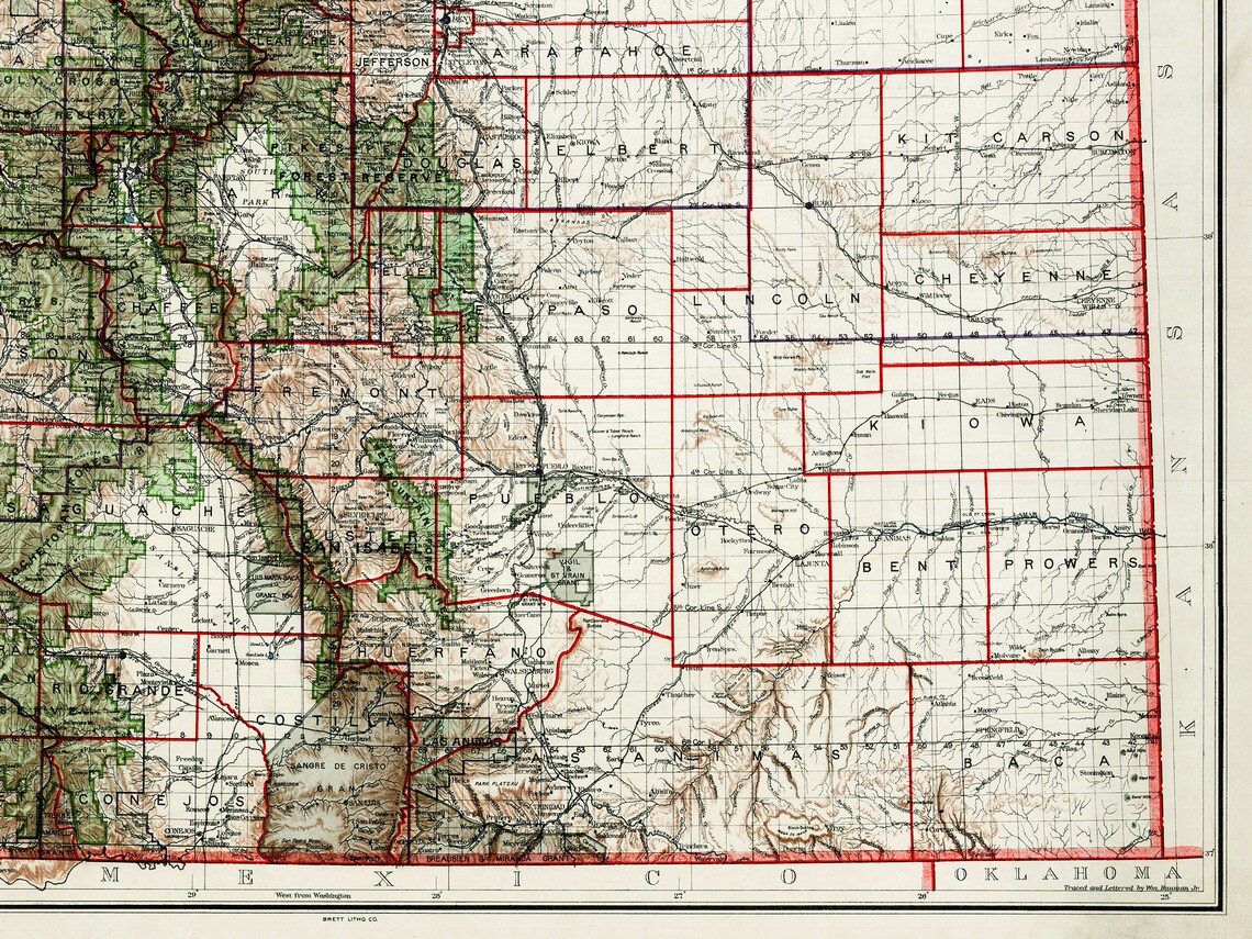 Vintage Map of Colorado Old Colorado Print Colorado Wall - Etsy