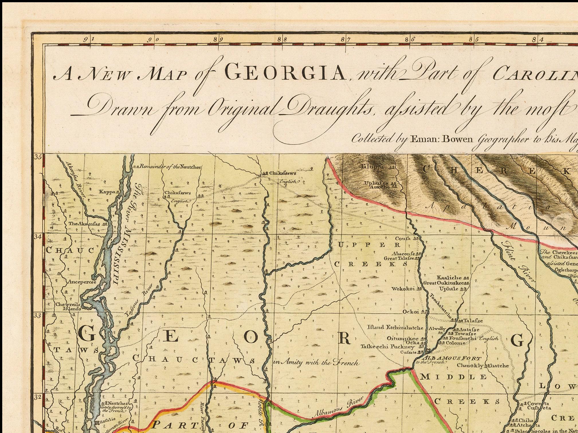 Antique Georgia Map Print: 1748 Bowen Historic Wall Art - Etsy