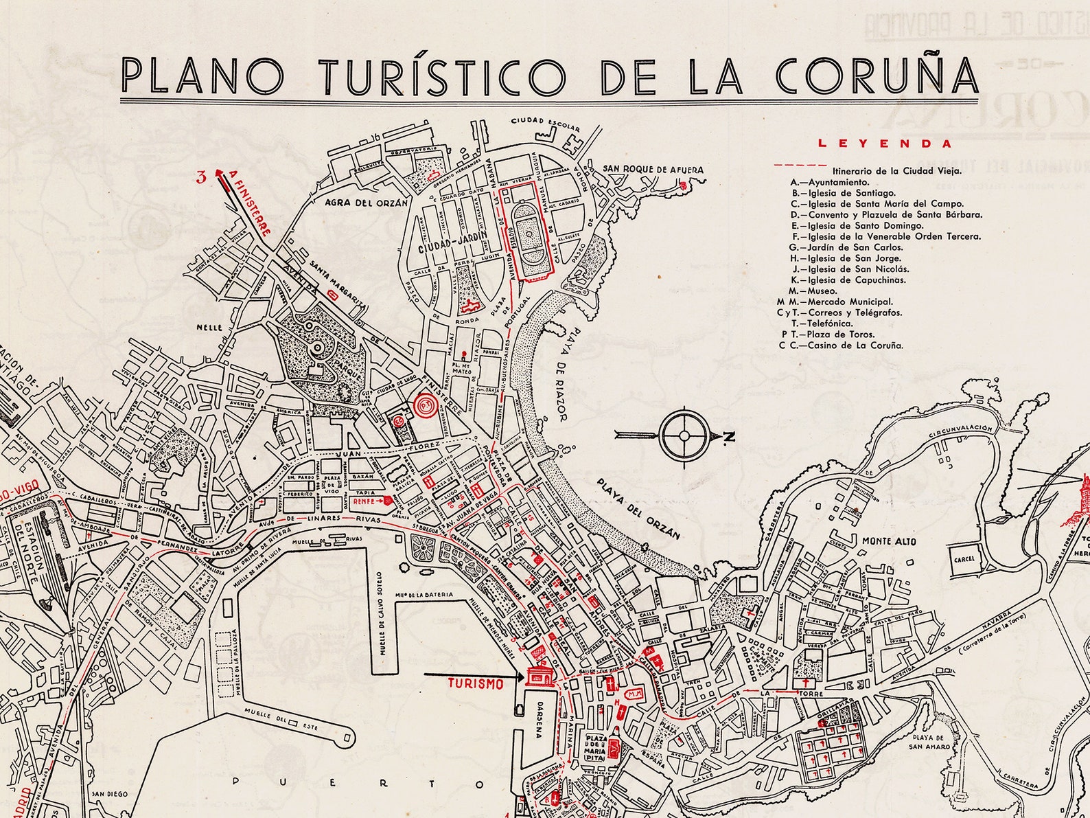 Vintage Map of A Coruña Old A Coruña Map A Coruña Map Art A - Etsy