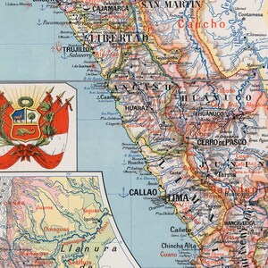 Vintage Map of Peru, Old Peru Print, Large Peruvian Home Decor, Peru ...