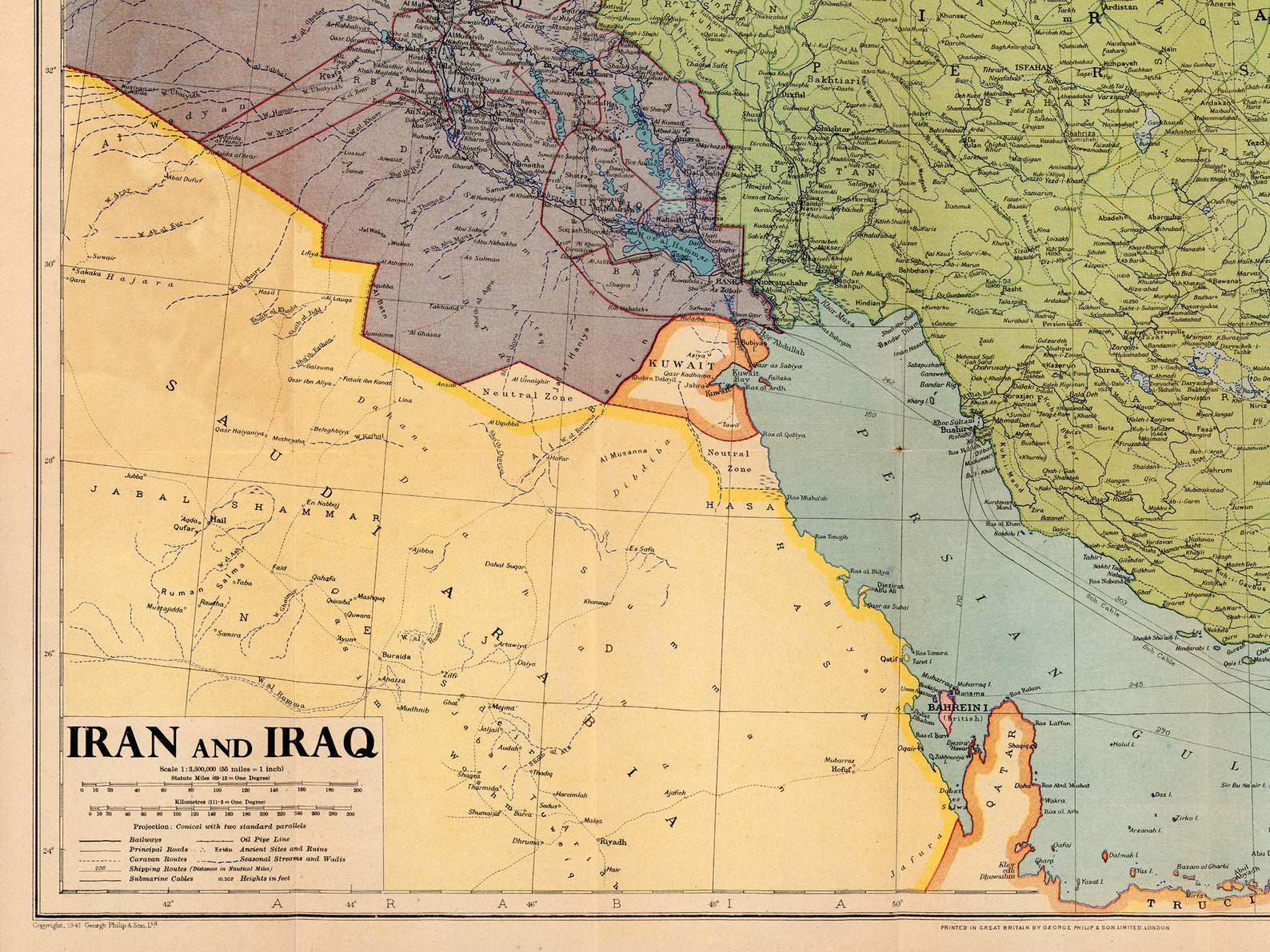 Iran and Iraq old map of Iran and Iraq old wall map vintage | Etsy