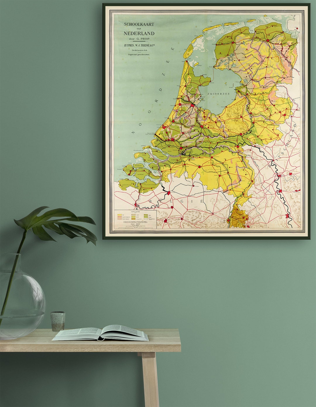 School Map of the Netherlands, Old Netherlands Print, Netherlands Wall ...