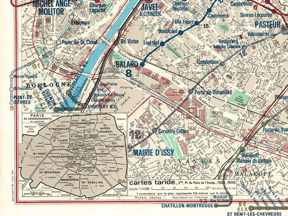 Detailed Map of Paris Showing All Metro and RER Lines Paris | Etsy Canada
