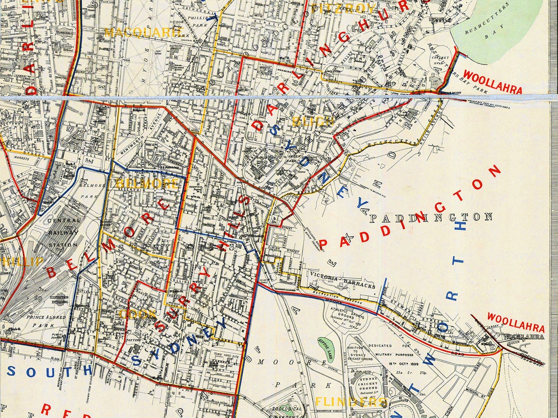 Vintage Map of Sydney Old Sydney Map Australia Maps - Etsy
