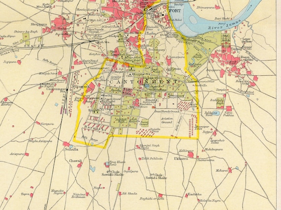 Giclée Prints Agra Map Print Kansas Map Art Vintage Gift Map Agra City ...