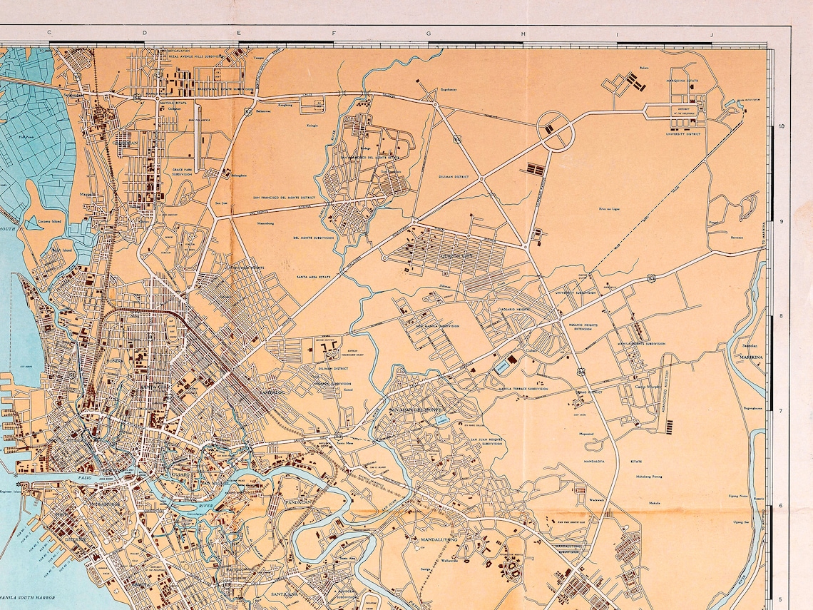 Philippines Old Manila Map Vintage Map of Manila Manila | Etsy